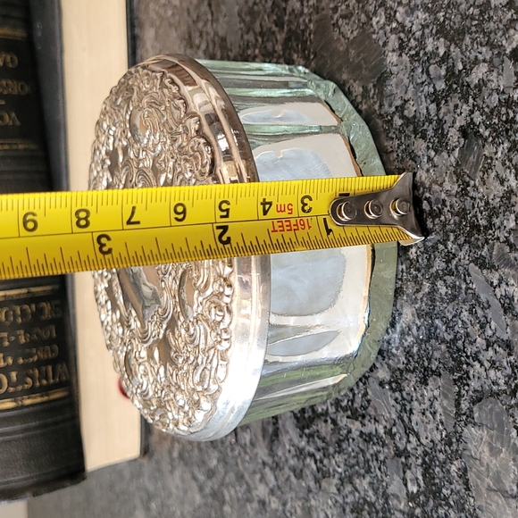 Vintage | Accessories | Vintage Art Deco Glass And Silver Vanity Powder ...